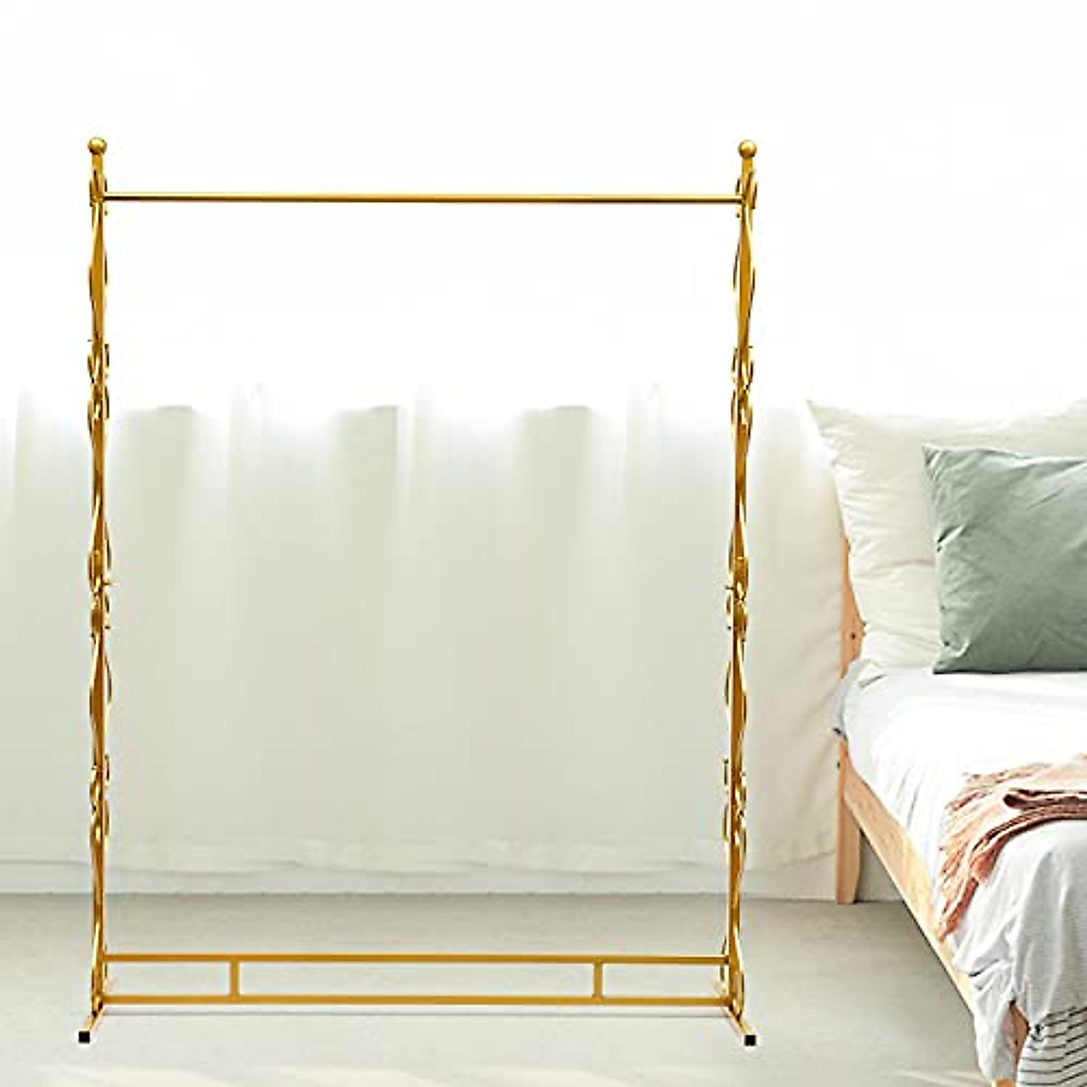 80.7"Retail Gold Clothes Racks for Boutique Wedding Dress Display Stand ,Heavy Duty Commercial Garment Rack Rod, Large Metal Floor Standing Hanging Boutique Display Clothes Rack,Industrial Pipe Rack