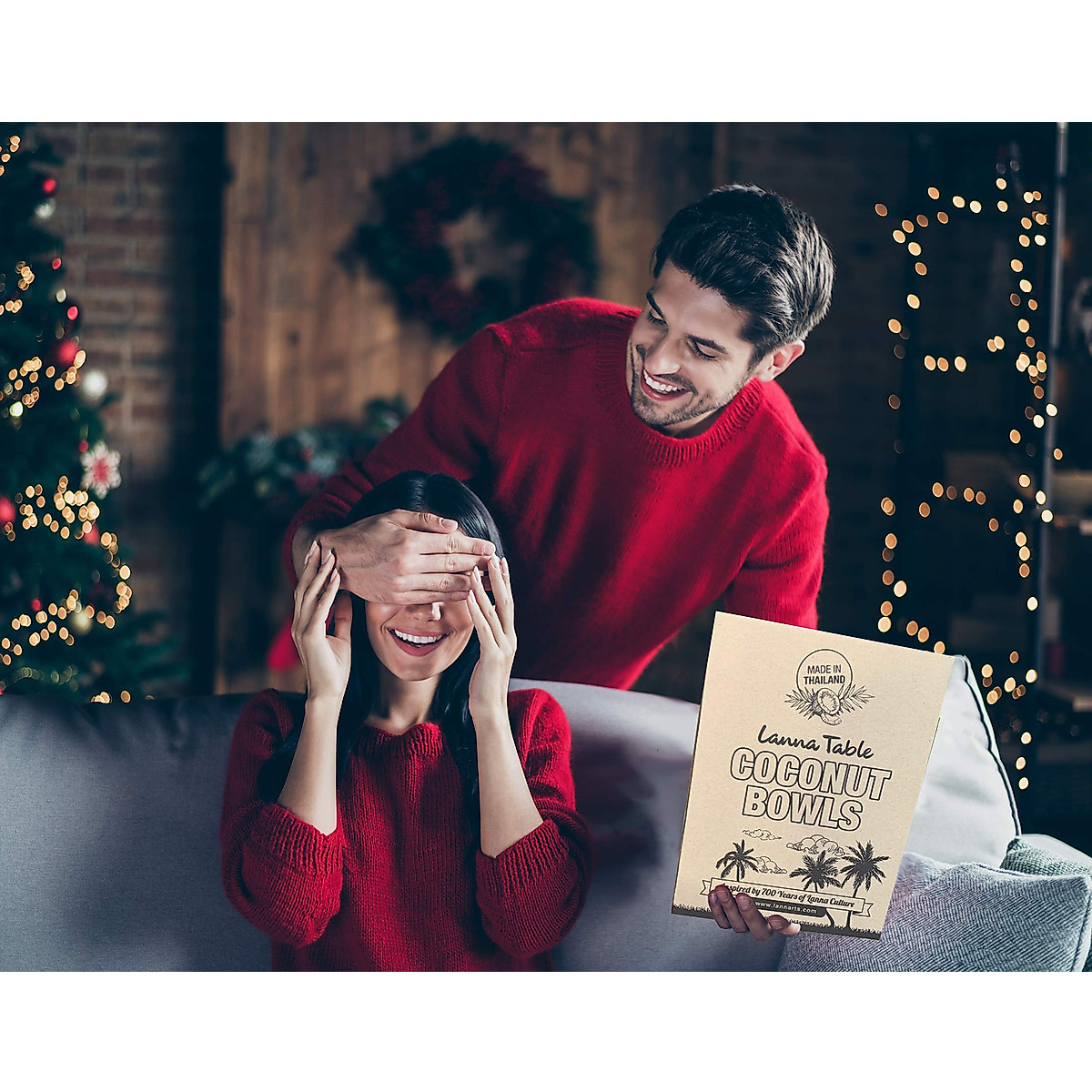LANNA Natural Polished Coconut Bowls Set of 2 with Hand Carved Wood Spoons & Bamboo Straws - Perfect Eco-Friendly Gifts for Vegan, Buddha Bowls, Acai Smoothie Drinking Cups(Medium)