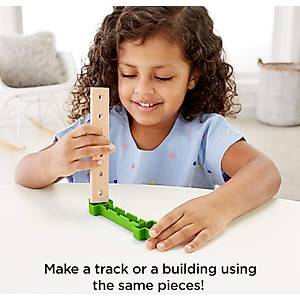 Fisher-Price Wooden Building Toy Wonder Makers Design System Lift & Sort Recycling Center, 35 Wood Piece Playset for Preschool Kids Ages 3+ Years