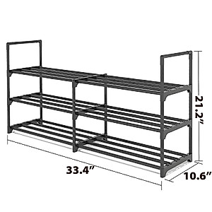 Thoustars Metal Shoe Rack Organizer, 3-Tier Shoe Stand with Shelf for Closet Floor Storage and Organization,Easy to Assemble
