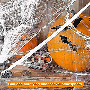 600sqft Halloween Stretch Spider Webs Indoor & Outdoor Spooky Spider Webbing with 56 Fake Spiders for Halloween Decorations