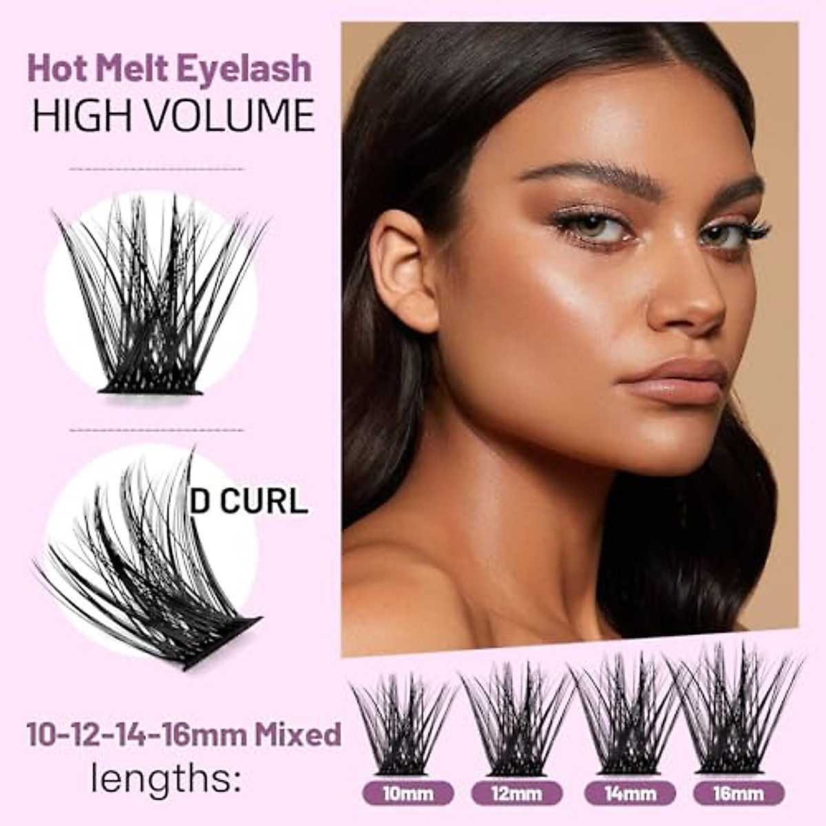 Dedila 96pcs Mixed 8-10-12-14mm/10-12-14-16mm Thick Base Dramatic Black Soft Cluster Individual False eyelashes Wide Stem 5D Volume Eye Lashes Extensions (10-12-14-16mm)