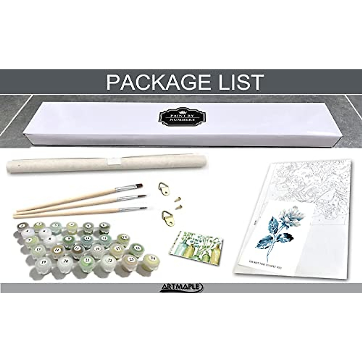 Artmaple Paint by Number for Adults Beginner Kids, Ideal Gift Choice for Birthday,Anniversary or Any Festival. DIY Acrylic for Decor Canvas Roll (16x24, Plants in Glass Bottles)