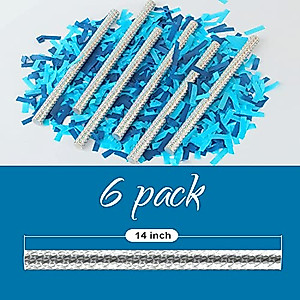 Battife 6Pack Gender Reveal Confetti Wands, Blue Confetti Shoot Poppers, Tissue Paper Confetti Flick Flutter Sticks for Boy Baby Born Shower Party Decorations Supplies - Blue 14inch