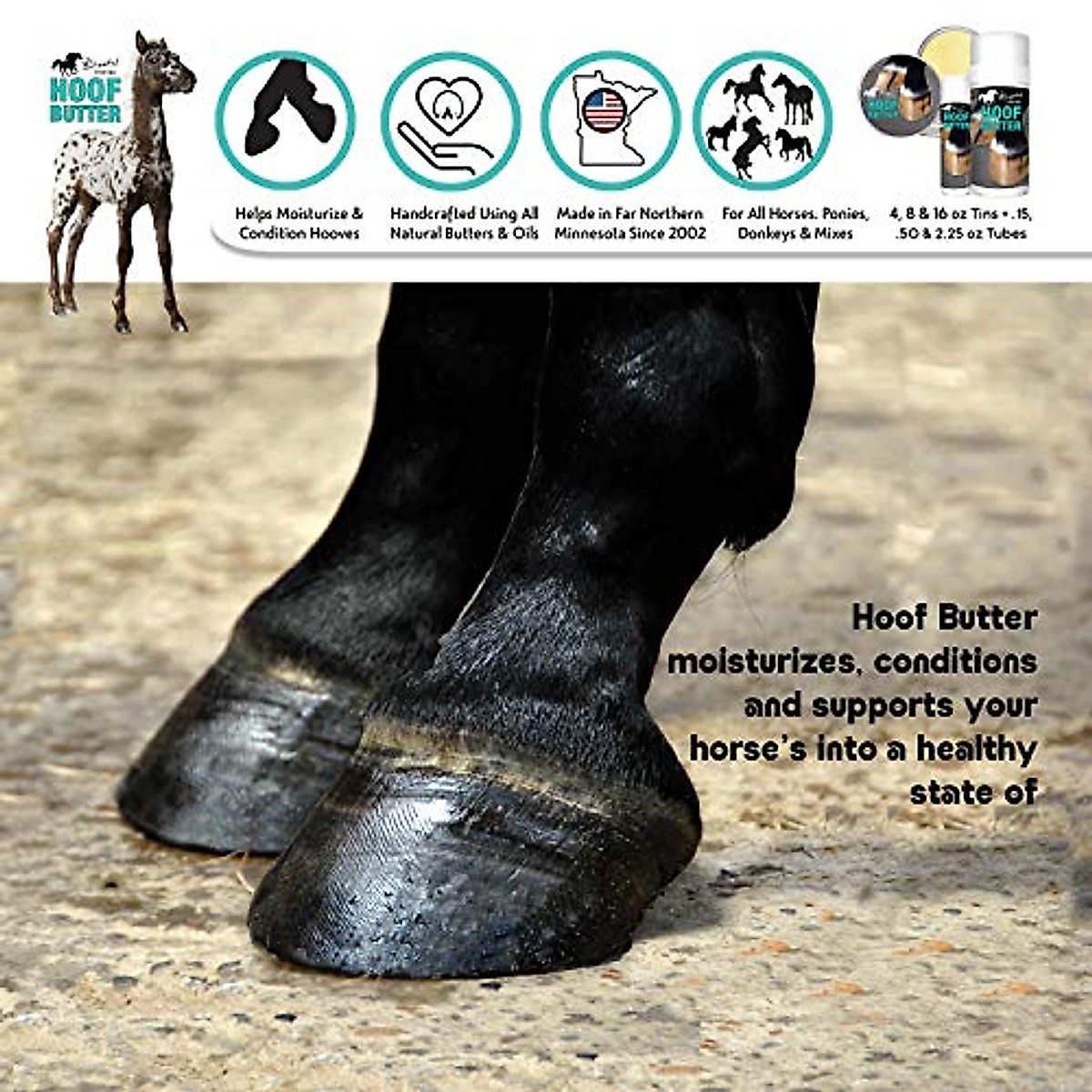 The Blissful Horses Hoof Butter All Natural Support for Your Horse's Hooves, 2-Ounce