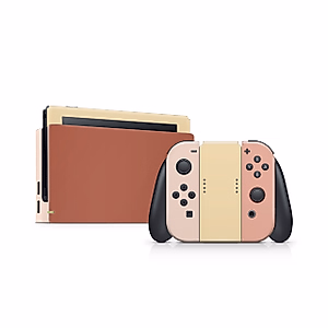 Tacky Design Solid Color Skin Compatible with Nintendo Switch Skin Wrap Cover, Brown Colorwave Blocking for Nintendo Switch Stickers, Premium Vinyl 3M Full Wrap Decal.