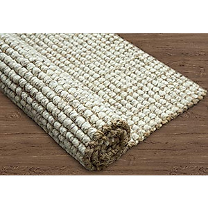 IRONGATE Wool and Jute Area Rug - Handwoven Reversible Textured Basketweave Accent Rug Carpet - Livingroom Bedroom Den Study Farmhouse Home Décor - Classic Modern Contemporary Gift - 3' x 5' - Natural