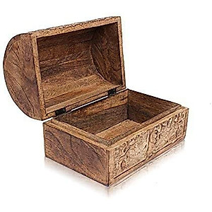 dg DESI GEN Handmade Wooden Tree of Life Chest Box Decorative Jewelry Trinket Holder Keepsake Storage Box Organizer Multi-Utility 9 x 6 inches (Design 2)