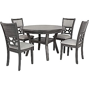 New Classic Furniture Mitchell 5-Piece Dining Set with 1 Table and 4 Chairs, Gray