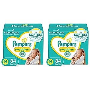 Pampers Swaddlers Newborn Diaper Size 0 84 Count (Pack of 2)