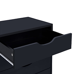 Naomi Home 9 Drawer Dresser for Bedroom, Stylish Tall Makeup Dressers, Storage Shelves, Small Dresser for Closet with 200 lbs Capacity - Black