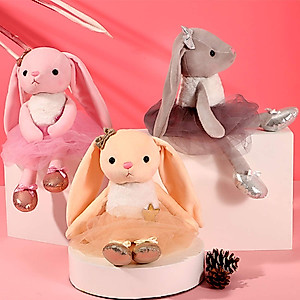 Ruzucoda Ballerina Dolls Plush Bunny Rabbit Soft Toys Ballet Dance Recital Gifts for Girls Pink 15.5 Inches