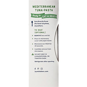 Bumble Bee Quick Catch Mediterranean Pasta, Wild Caught Tuna and Pasta Bowl, 6 oz (Pack of 6) - Ready to Enjoy, Spork Included - 14g Protein per Serving - No Artificial Flavors - Good Source of Fiber