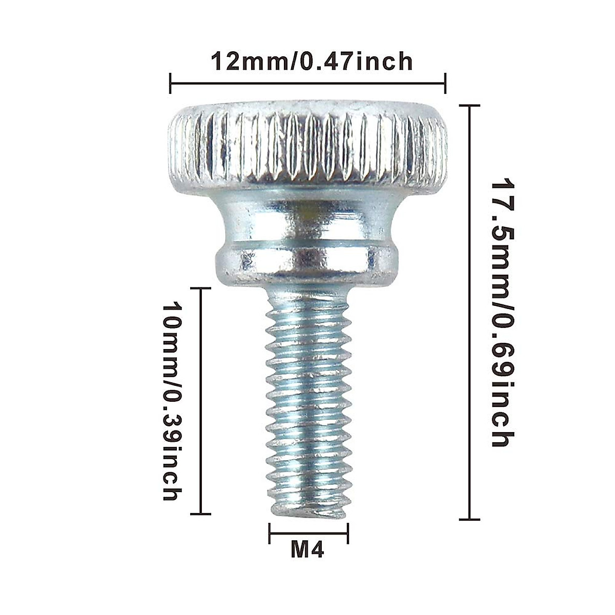 30Pack M4x10mm Thumbscrew Threaded Knurled Grip Knobs Thumb Screw, Flat Knurled Head Fully Threaded Thumbscrews Bolts Fastener, Vesa Screws, Monitor Mount Screws for TV and Monitor Mount
