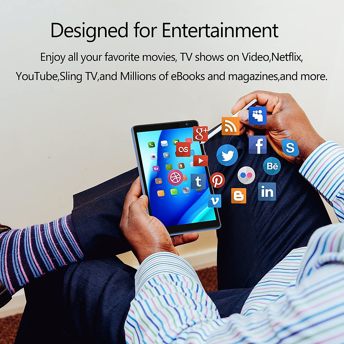 7 inch Tablet Android Oreo Go Tablet PC with 32 GB ROM Storage, Quad Core Processor, HD IPS Display, Dual Cameras, WiFi, Bluetooth - Android Tablet （Blue）