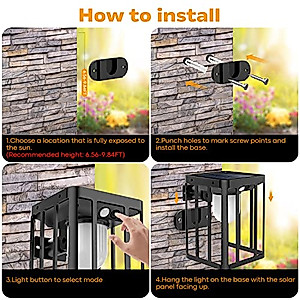 Outdoor Wall Light Fixtures, Solar Motion Porch Lights IP65 Waterproof 3 Lighting Modes for Patio Front Door Entryway, 2 Pack