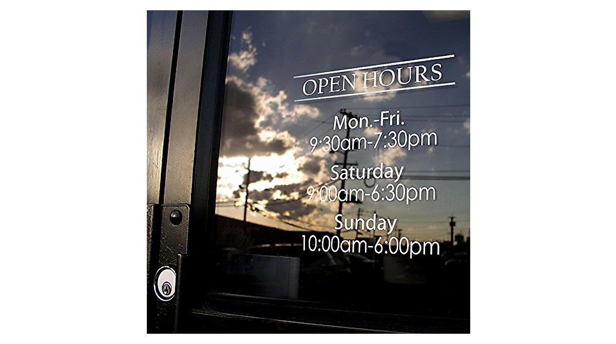 Custom Business Hours Decal - Easy Installation & Options