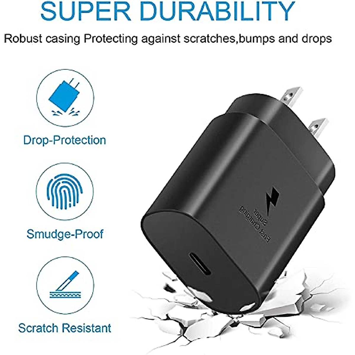 Amasung Super Fast Charging Adapter, 25W USB C Wall Charger with 5FT Type C Cable Compatible Samsung Galaxy S23/S23+/S23Ultra/S22/S22+/S22Ultra/S21/S21+/S20/S20+/S10/S10e/S9/Note 20/Note 10/Note 9