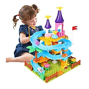 Marble Run Toy Building Sets, 86Pcs Castle Building Duplos for Age 3+, Marbles Track Building Toys, Large Building Bricks Race Track STEM Educational Toys for Toddler Boy Girl Birthday Toys Gifts