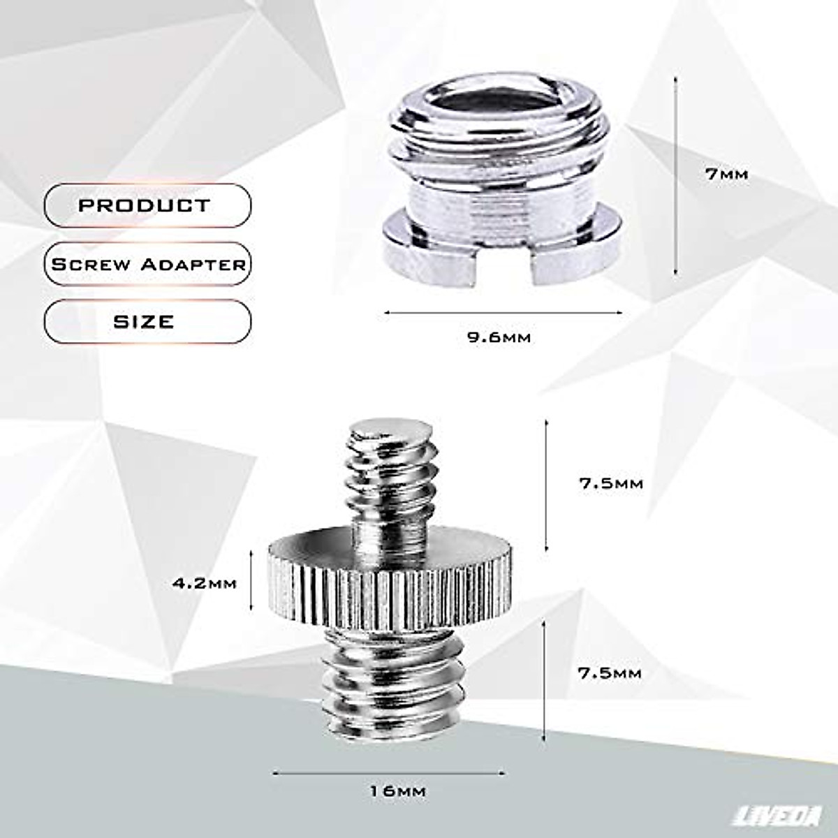 Niewalda 1/4 Inch Male to 3/8 Inch Female Tripod Screw Adapter 3/8 to 1/4 Tripod Adapter Mount Screws, Accessories for Camera/Tripod/Monopod/Light Stand