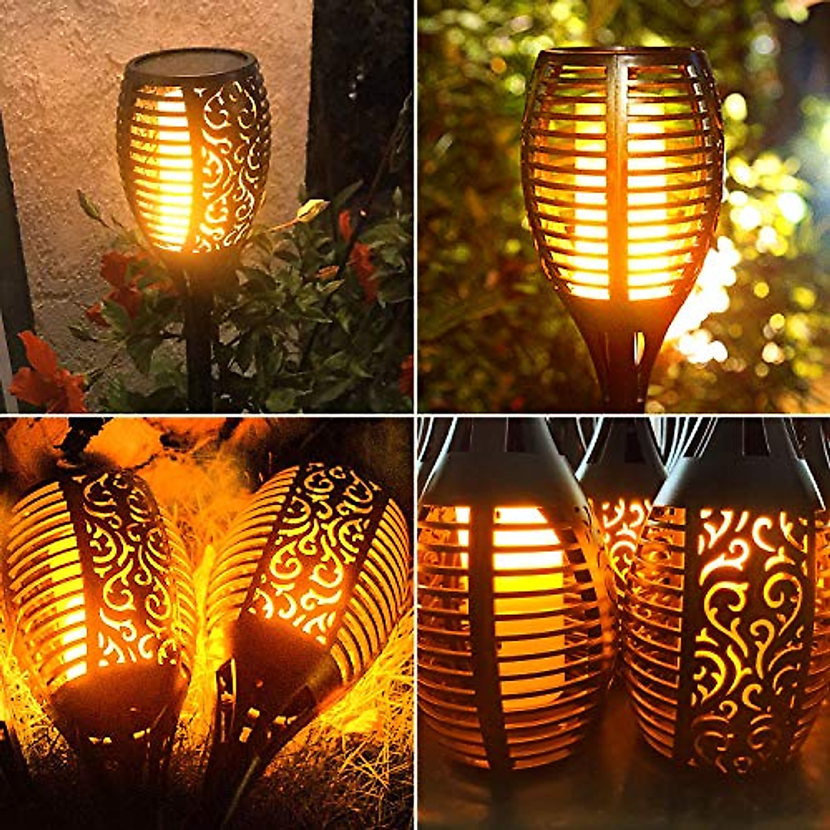 LazyBuddy Solar Torch Light with Flickering Flame, Solar Fire Lights Outdoor, Christmas Landscape Decoration Lighting Security Torches for Garden Pathway Lawn Yard, Auto On/Off Dusk to Dawn