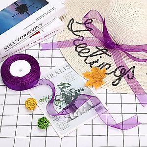 molshine 50 Yards x 5/8 Inch Shimmer Sheer Organza Ribbon,Chiffon Fabric Ribbons for Bouquets Garland,Bowknot,Wedding,Gift Wrapping,Hair,Crafts,Decoration (Purple, 5/8")