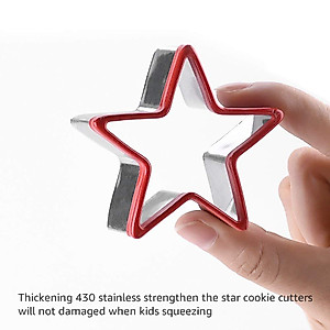 FASAKA 3pcs Stainless Steel Star Cookie Cutters Set,Food Grade Large & Mini Star Cookie Cutter for Pressing cookie,sandwich and bread