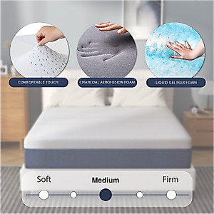 Dyonery Full Mattress 12 Inch Charcoal Memory Foam Mattress in a Box Fiberglass Free, CertiPUR-US Certified Gel Mattress Made in USA, 75" × 54" × 12", Medium