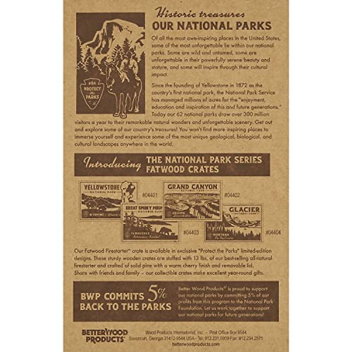 Better Wood Products Limited Edition Protect The Parks Series All Natural Fatwood Fire Starter Sticks, 13 Pound Wooden Crate, Glacier