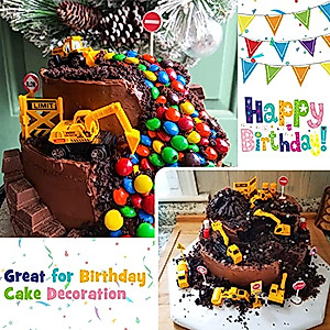 TOY Life 28 PCS Construction Toys Construction Cake Topper, Small Construction Vehicles, Sandbox Toys for Boys, Small Construction Car Truck Excavator Toys Construction Party Favors Gifts for Boys
