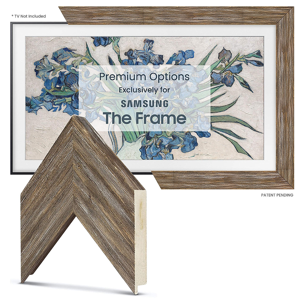 Frame My TV Deco TV Frames - Distressed Barnwood Smart Frame Compatible ONLY with Samsung The Frame TV (55", Fits 2021-2025)