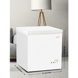 Chest Freezer Krib Bling Adjustable Thermostat Compact Freezers with Removable Storage Basket for House Kitchen Garage Basement (5.0 cu.ft, White)