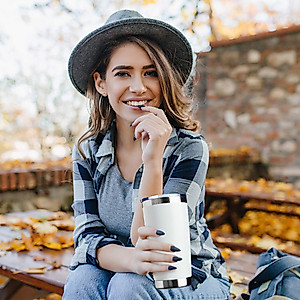 EcoMozz 20oz Tumbler Bulk Stainless Steel Vacuum Insulated Tumblers with Lid Double Wall Travel Mug Durable Powder Coated Coffee Cup, Suitable for Ice Drinks and Hot Beverage (White 1pack)