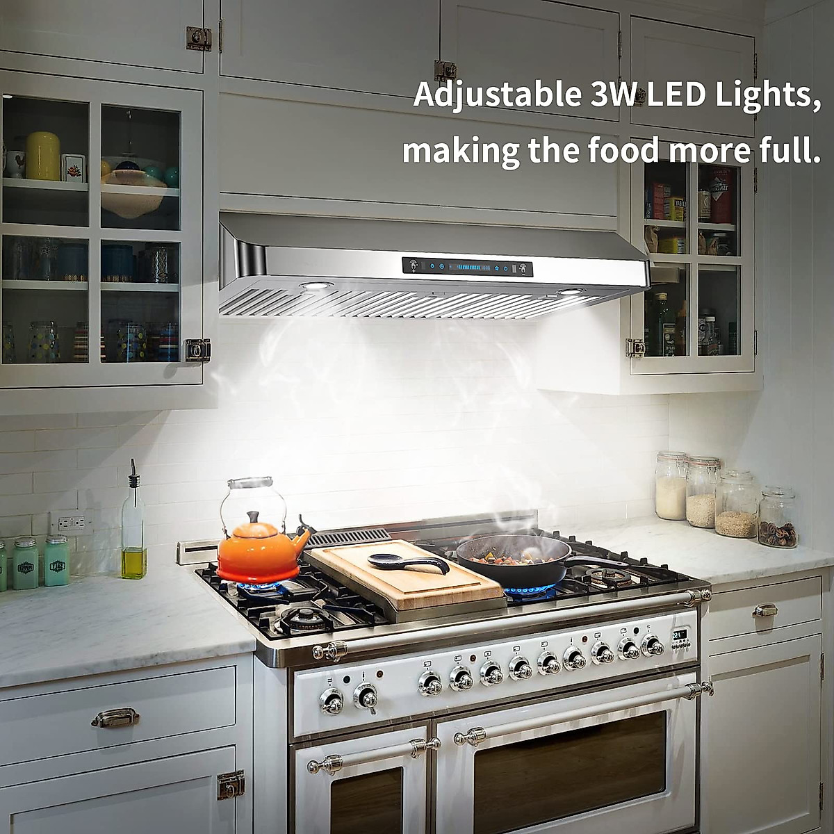 IKTCH 30 inch Under Cabinet Range Hood, 900 CFM Range Hood with 4 Speed Gesture Sensing&Touch Control Panel, Stainless Steel Range Hood 30 inch with 2 Pcs Baffle Filters