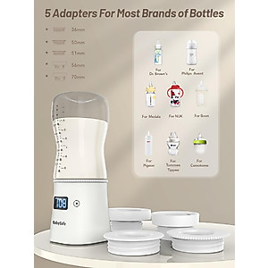 Portable Bottle Warmer for Travel, 10 in 1 Baby Bottle Warmer Set with 5 Adapters & 2 Glass Milk Cup, 100W Fast Heating Cordless Rechargeable Travel Bottle Warmer, Baby Gift Set