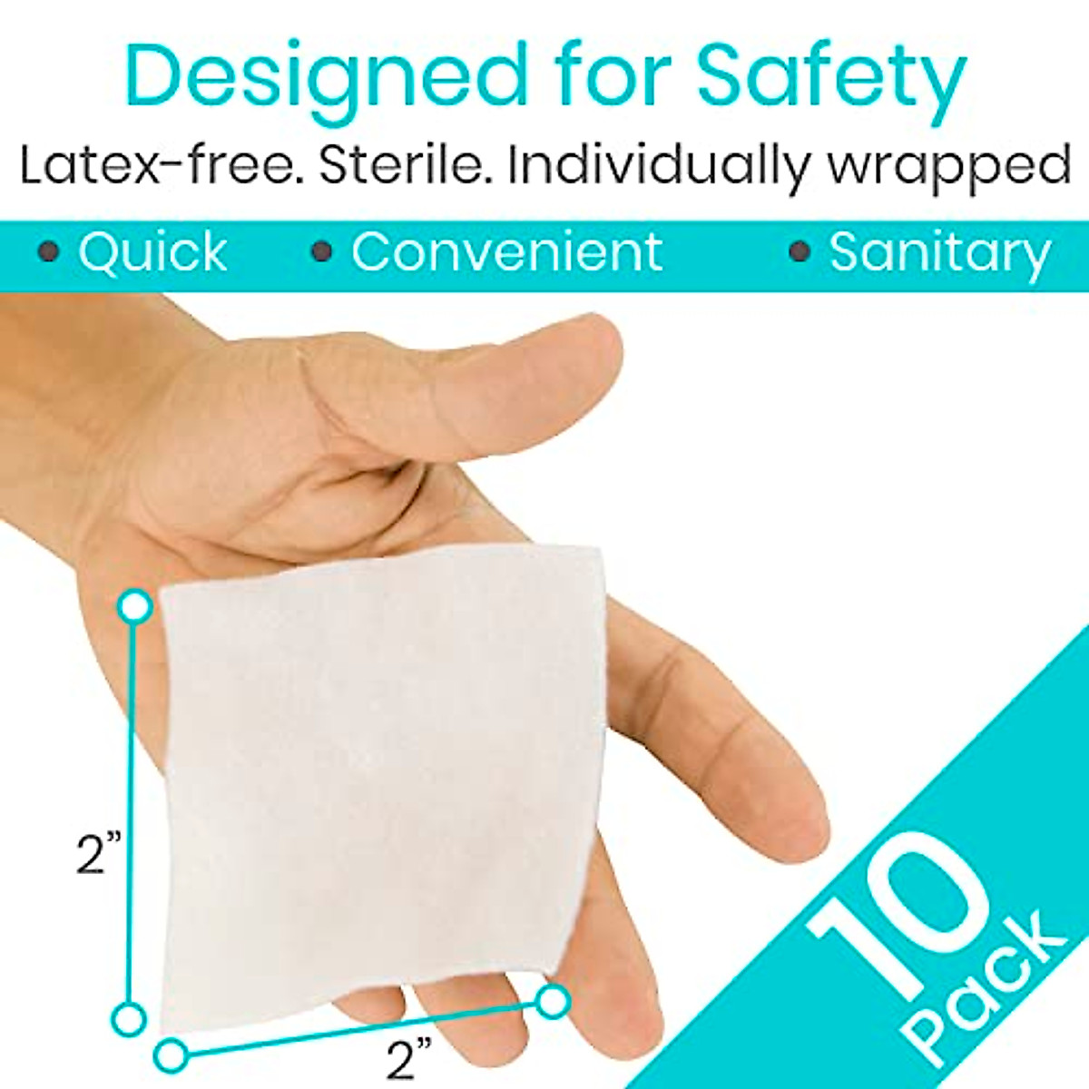 ViveCare Calcium Alginate Wound Dressing (10 Pack) - Individually Wrapped, Sterile Gauze Pads - Absorbent Sterile Patches for Ulcer, Bed Sore, G Tube, & Diabetic Foot - Non-Stick Burn Treatment