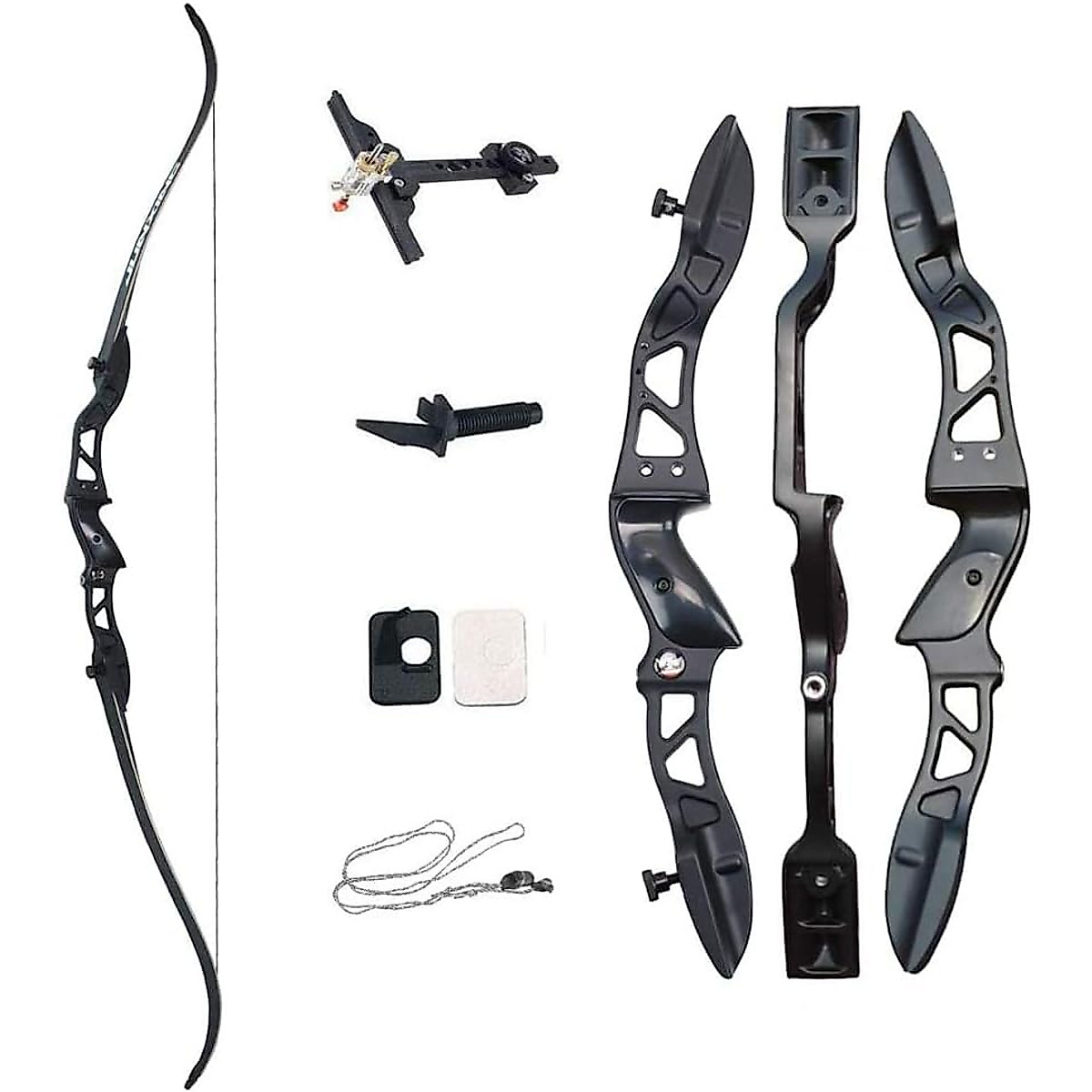 ZSHJGJR 66 Inch Archery Takedown Recurve Bow Athletic Competition Bow 22-38lbs Right Hand for Professional Practice Shooting with 6 Pieces Carbon Arrows (24lbs, Red)