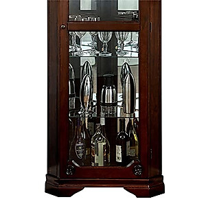 Furniture of America Lennie Glass Door Corner Curio Cabinet in Walnut