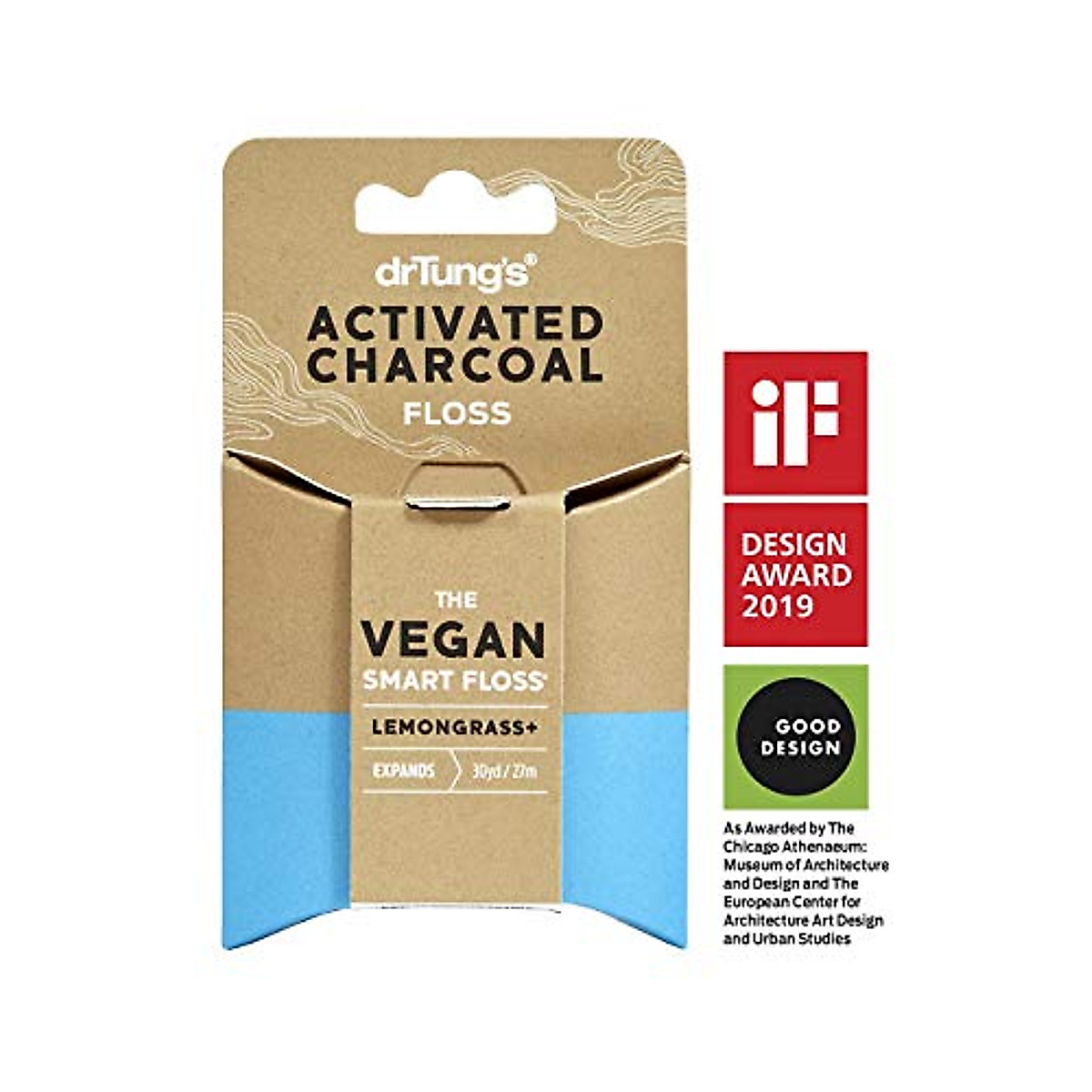 DrTung's Vegan Activated Charcoal Floss, Natural Lemongrass Flavor Dental Floss 1 Pack