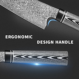 Plys Damascus Chef Knife 7.8-Inch Japanese Professional Kitchen Knife, German High Carbon Stainless Steel Ultra Sharp Knife