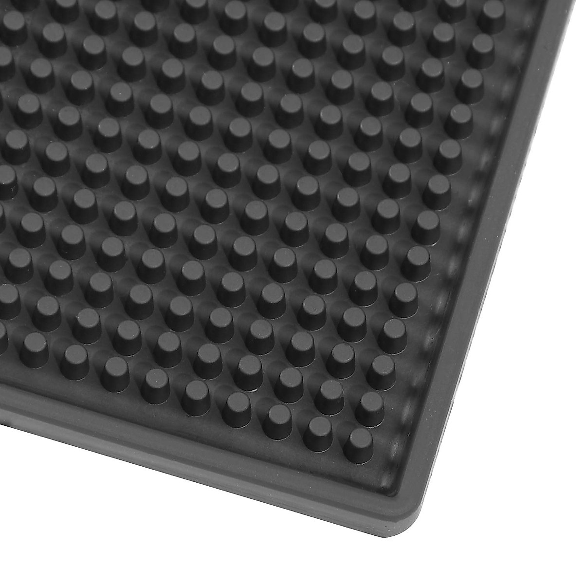 KINJOEK 1 Packs 18 x 12 Inch Rubber Bar Service Mat, Black Drink Coasters, Heavy Duty Leakproof Non Slip Tabletop Protection Home Bar Mat for Countertop Kitchen Restaurant Hotel Beverages Furniture