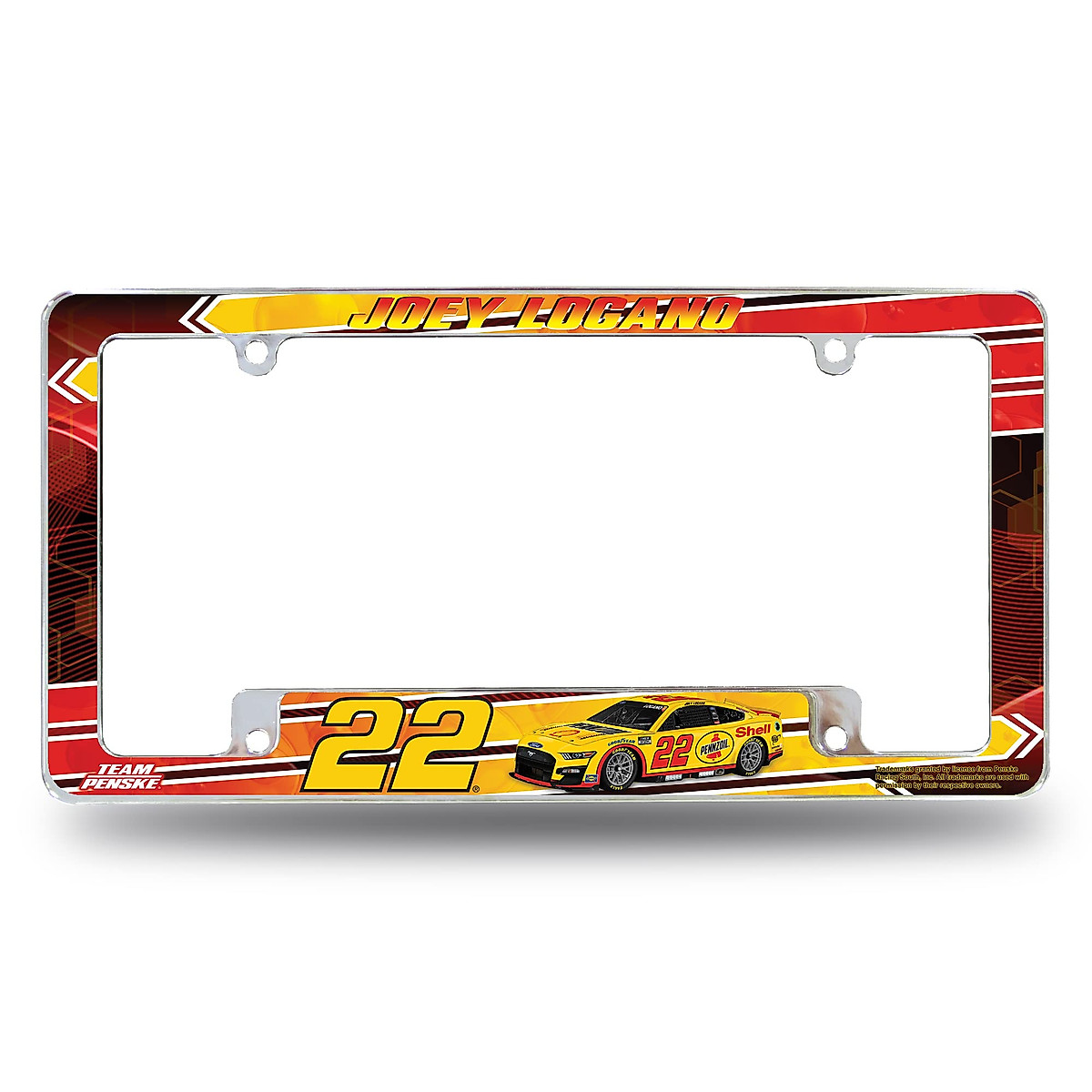 Rico Industries NASCAR Joey Logano All Over Chrome Frame 12" x 6" Chrome All Over Automotive License Plate Frame for Car/Truck/SUV