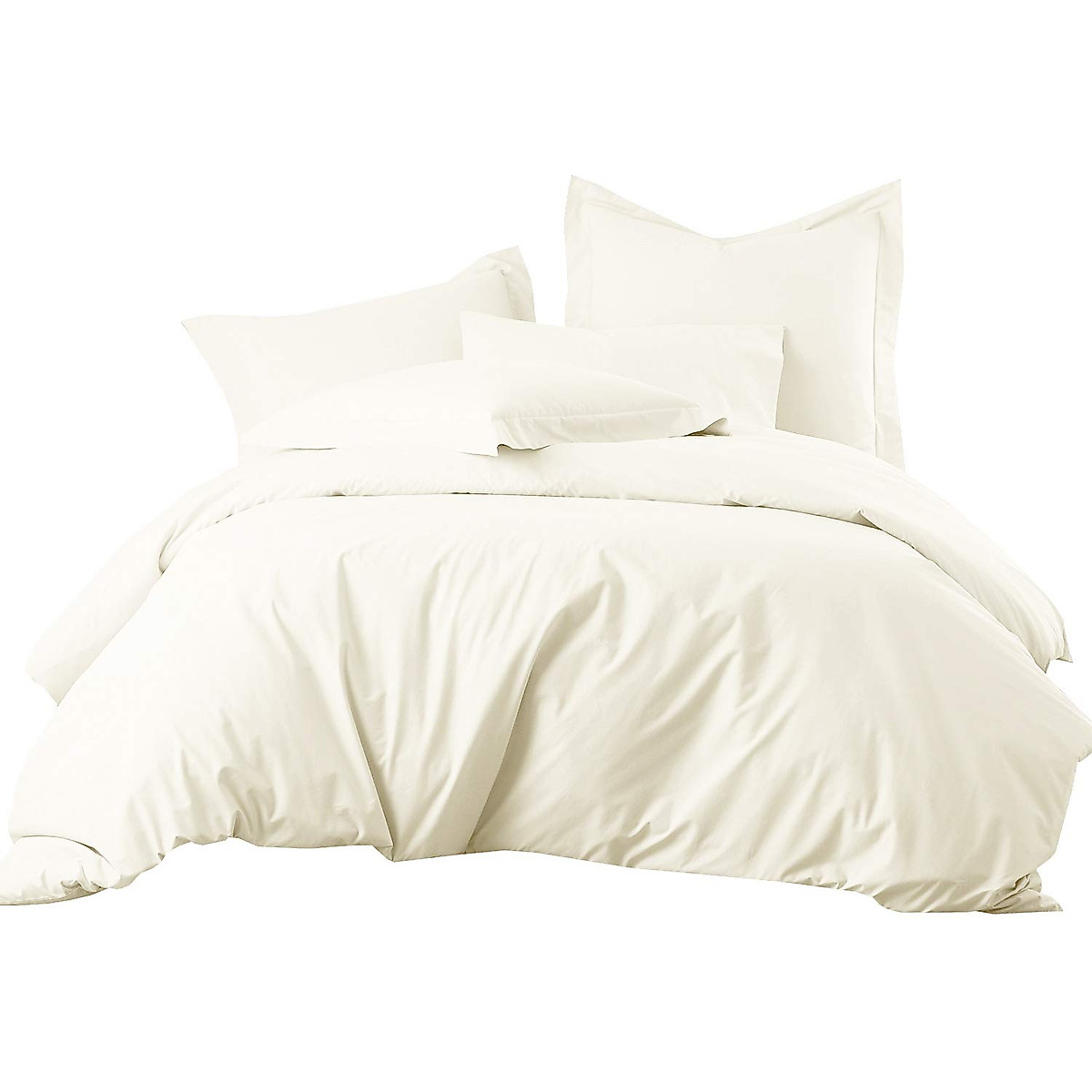 sheetsnthings 8 Piece Bed in a Bag California King Size Set Includes: 100% Cotton, 300TC Solid Ivory (Sheet Set + Duvet Cover Set) + All Season White Down Alternative Comforter