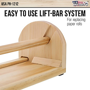 US Art Supply 12 inch Wooden Tabletop Easel Paper Roll Holder & Dispenser