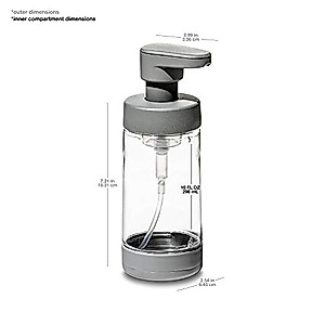 Madesmart Eco-Friendly Foaming Soap Pump for Kitchen Sinks, Foaming Liquid Soap Dispenser with Filling Markers, Gray