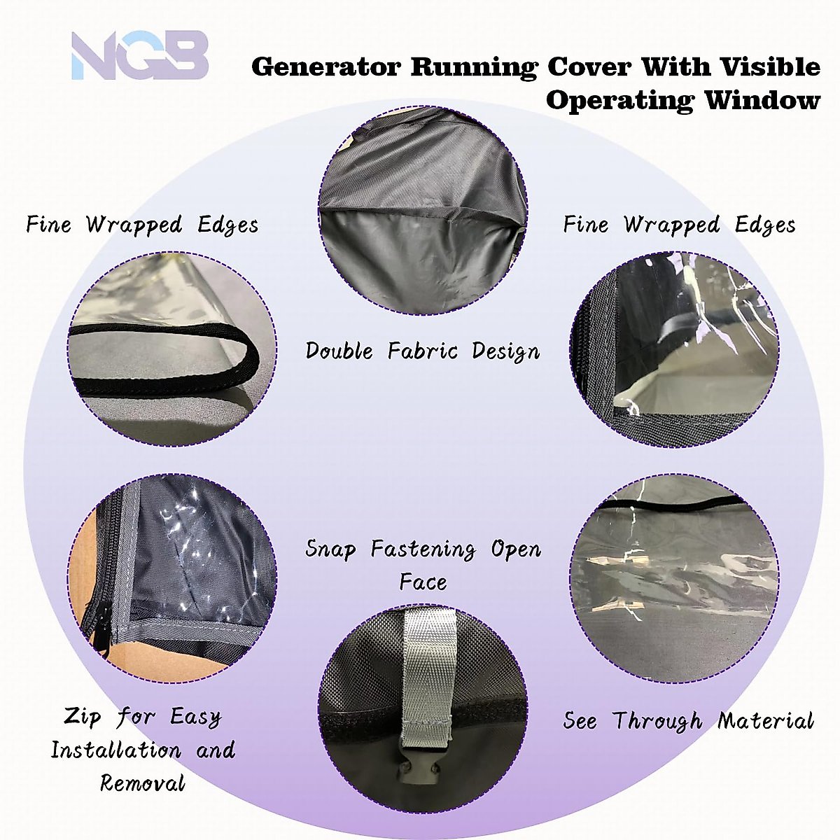 NGB Outdoor Generator Cover for 3700-7250W Inverter Generators Made of 600D+210D Double Layer Heavy-Duty Waterproof Fabric With Visible Operating Window Generator Running Cover 24.8"Lx20.2"Wx20.8"H .