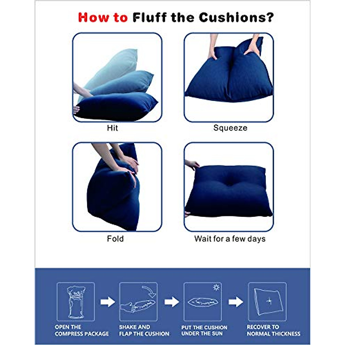 BOSSIMA Patio Furniture Cushions Comfort Deep Seat Glider Loveseat Cushion Indoor Outdoor Seating Cushions Light Blue