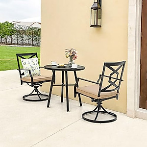NUU GARDEN 3 Pieces Patio Furniture Set Rocking Bistro Set,Outdoor Patio Bistro Set with Round Coffee Table and 2 Swivel Rocker Chairs for Garden Balcony Backyard Poolside,Black and Beige