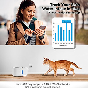 Dpofirs Stainless Steel Cat Water Fountain, 2.5L/85oz Automatic Sensing Water Fountains for Cats Indoor, 1 Weeks Capacity Pet Water Dispenser, 3000MAH Battery, Dual Water Sensing