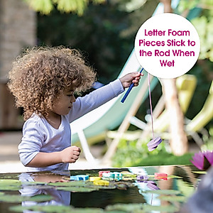 Edushape Fish & Spell Toy Fishing Set - Foam Bath Letters Toy Set - Early Child Development Learning Bath Foam Letters - Baby Foam Bath Toys for Toddlers 1-3 - Outside Water Play Toys
